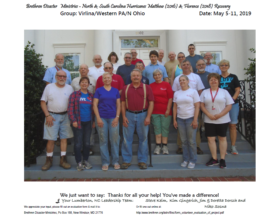 Disaster Response - Northern Ohio District Church of the Brethren
